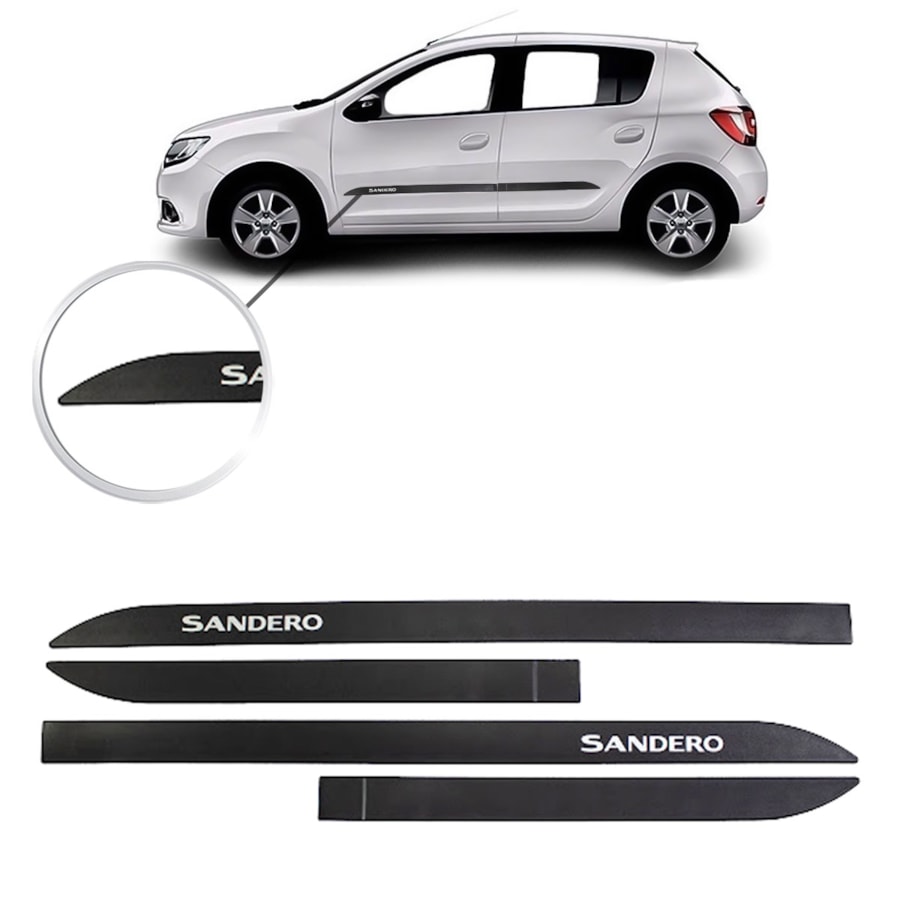 Friso Lateral Modelo Facão Sandero 4 Portas 2008 2009 2010