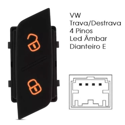 Interruptor Trava Elétrica Led Âmbar Crossfox 2010/2015 - Carblue