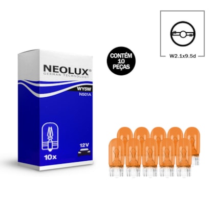 Lâmpada 12v T10 5w Âmbar Osram Neolux N501a - Carblue