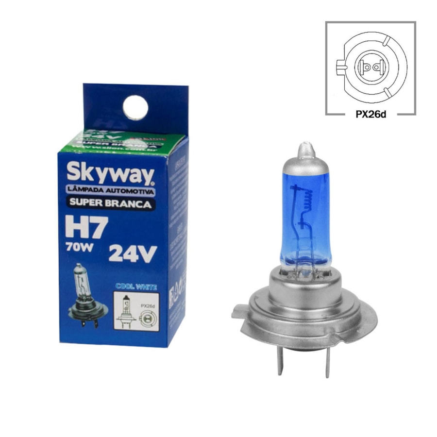 Lâmpada Farol H7 24v 70w Super Branca Universal
