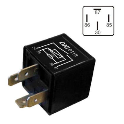 Relê Auxiliar 30a 4 Terminais 12v Sem Suporte Universal - Carblue